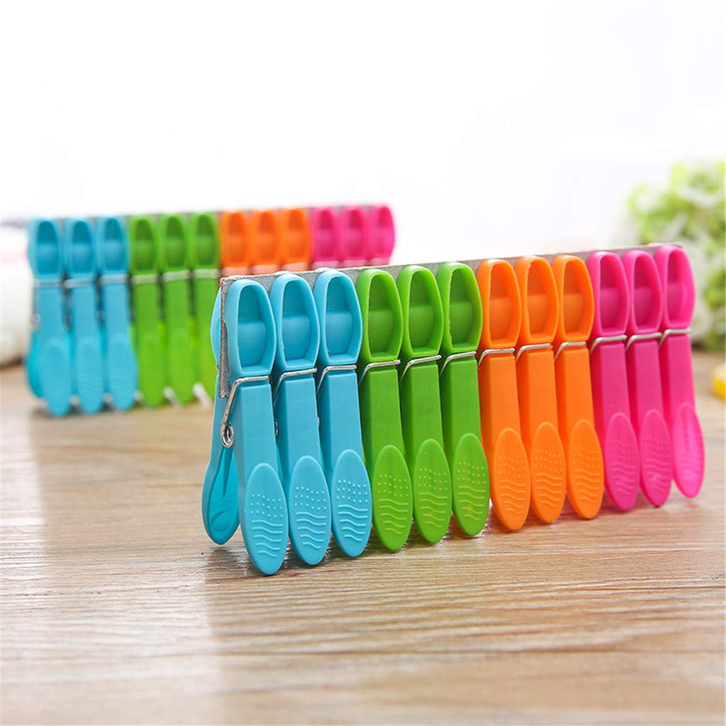 Yu2d 24Pcs Laundry Clothes Pins Hanging Pegs Clips Plastic Hangers Racks Clothespins