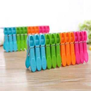 Yu2d 24Pcs Laundry Clothes Pins Hanging Pegs Clips Plastic Hangers Racks Clothespins