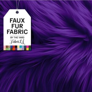 fabricla faux fur fabric by the yard - artificial craft fur - 36" x 60" inch wide - fur fabric for craft supply, diy furry plush projects, sewing, decoration, upholstery, purple, 1 yard