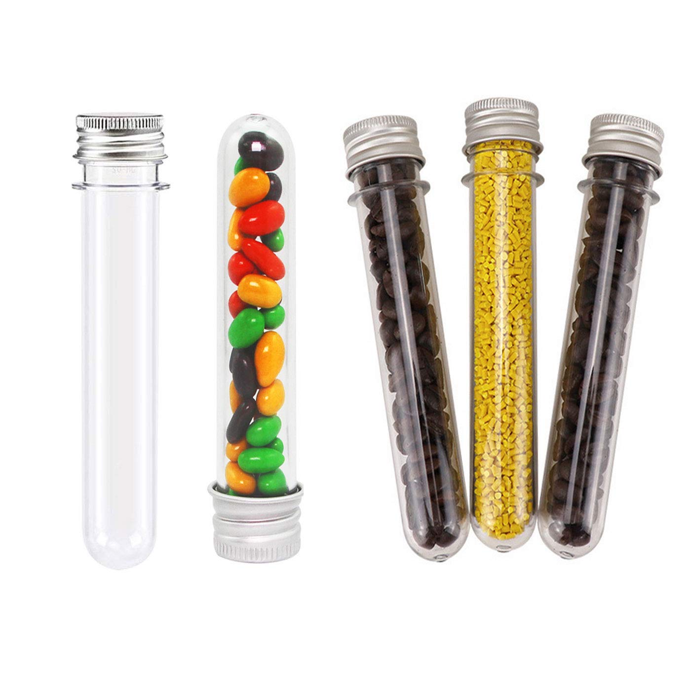 Test Tubes 25x140mm(40ml), Clear Plastic Tubes with Screw Caps for Science Experiment Party Decoration Christmas Birthday Gifts Candy Storage