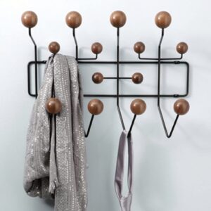 Classic Mid Century Hang it All Coat Rack, Modern Wall Mounted Coat Hooks with Painted Solid Wooden Balls(Multi Colors Available) (Dark Walnut)