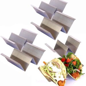 6 Pack Restaurant Taco Holders - Taco Holders -With Free Recipe Ideas - Taco Stand - Taco Rack - Stainless Steel Taco Holder (6 Pack with handles)