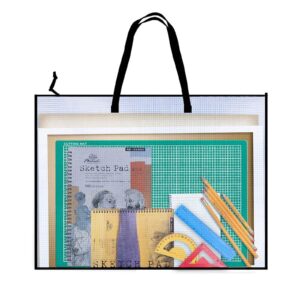 opret 19x25 inch art portfolio bags, artwork storage case with handle and zipper vinly mesh folder organizers for bulletin boards, scrapbooks, keepsake and poster storage