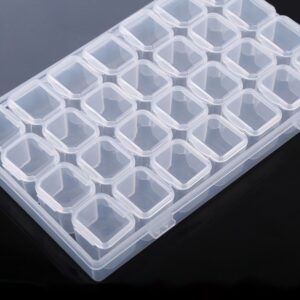 28 grids storage box, diamond painting boxes, clear plastic jewelry box organizer with adjustable dividers, weekly pill organizer travel 7 days pill box 28 compartments 4 times a day