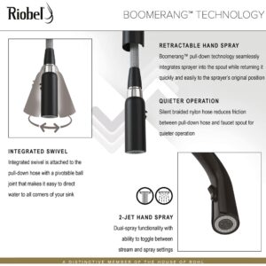 Riobel AZ400BK - Azure kitchen faucet with spray, Black