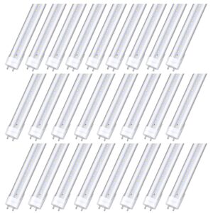 hminled 48’’ double-ended 6000k clear led tube, 4 ft t8 ballast bypass bulb, 22w (65w fluorescent replacement) 6500k tubelight, 2400lm bright light, t10 t12 type b cool white (25-pack)