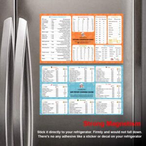 Air Fryer Cooking Time Chart + Kitchen Conversion Chart, Magnetic Sticker, Quick Reference Guide, Conversion Chart for weights, Measures, Temperatures and Volume, Must-Have Air Fryer Accessories