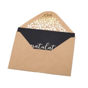 50 Pack Congratulations Card – Elegant Greeting Cards With ‘’Congratulations’’ Embossed In Gold Foil Letters – For Engagement, Graduation, Wedding - 52 Kraft Envelopes Included - 4" x 6" (Black)