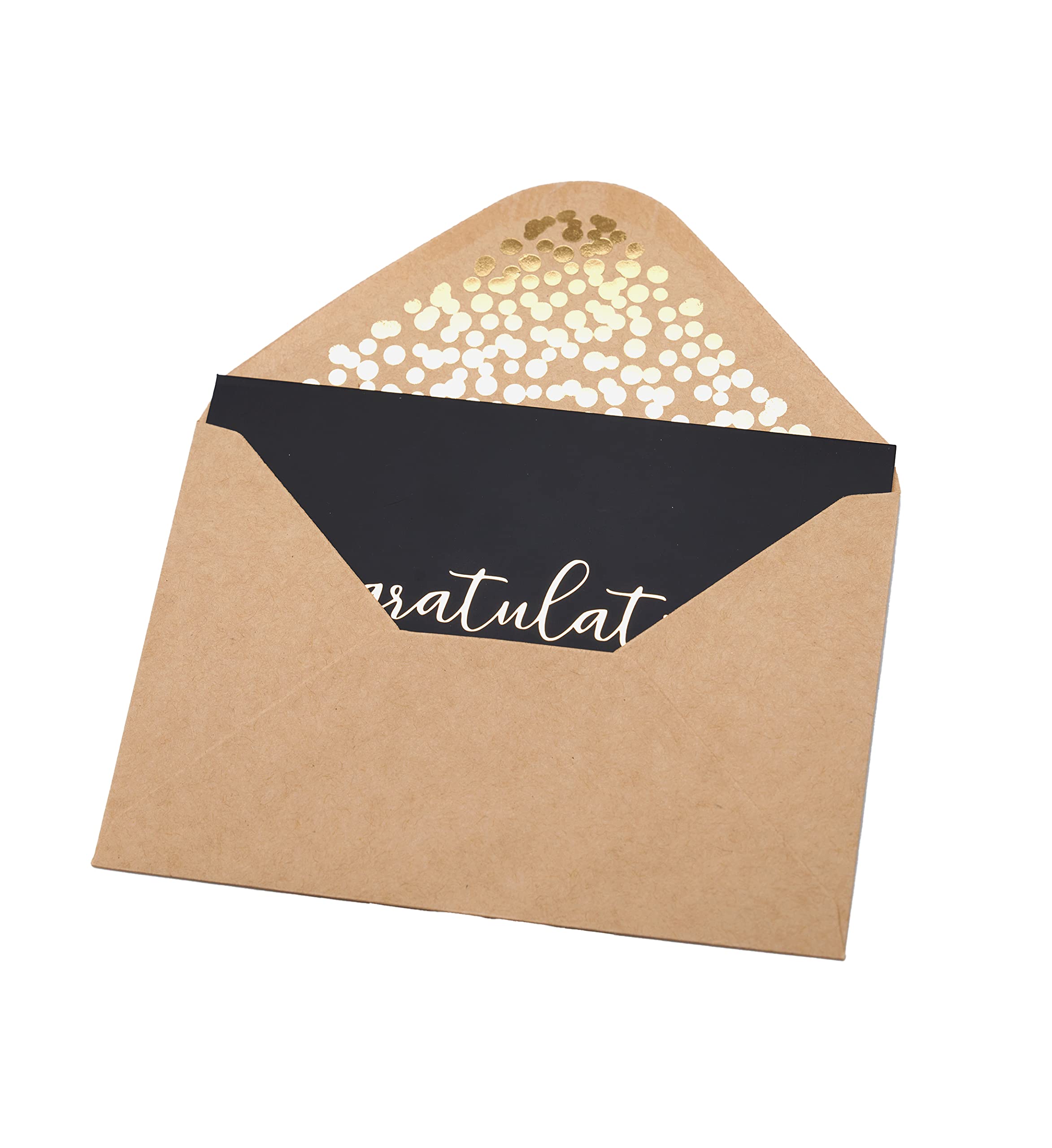 50 Pack Congratulations Card – Elegant Greeting Cards With ‘’Congratulations’’ Embossed In Gold Foil Letters – For Engagement, Graduation, Wedding - 52 Kraft Envelopes Included - 4" x 6" (Black)