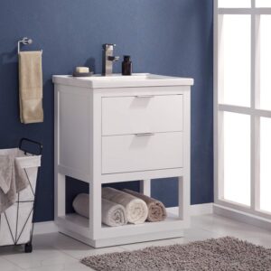 LUCA Kitchen & Bath LC24GWP Sydney 24" Bathroom Vanity Set in White with Integrated Porcelain Top