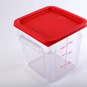 Hakka 8 Qt Commercial Grade Square Food Storage Containers With Lids,Polycarbonate,Clear - Case of 5