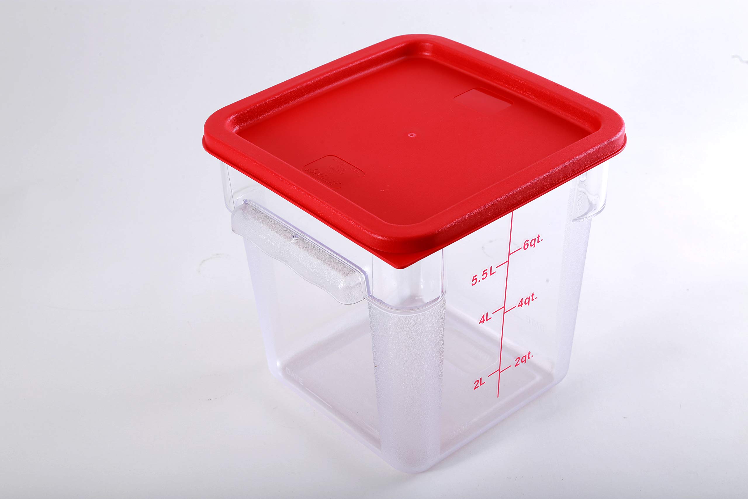 Hakka 8 Qt Commercial Grade Square Food Storage Containers With Lids,Polycarbonate,Clear - Case of 5