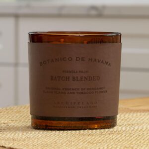 Archipelago Botanicals Botanico de Havana Letter Press Candle, Bergmaot, Tobacco Flower and Ylang Ylang Scent, Hand-Tooled Leather Wrap, Burns Approx. 100 Hours (13 oz)