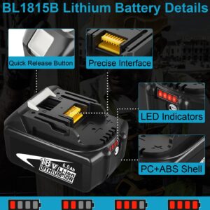 Moticett Replacement Battery for Makita 18V Battery 6.0Ah BL1815 BL1850B BL1860B BL1860 BL1830 BL1840 Compatible with Makita Battery 18V Cordless Power Tools 2Packs