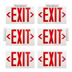 akt lighting emergency exit sign, double face commercial led emergency exit lighting with back-up battery exit light combo for hallways ul certificated(red, 6 pack)