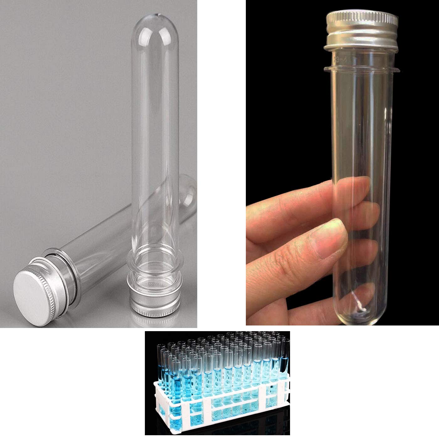 Test Tubes 25x140mm(40ml), Clear Plastic Tubes with Screw Caps for Science Experiment Party Decoration Christmas Birthday Gifts Candy Storage