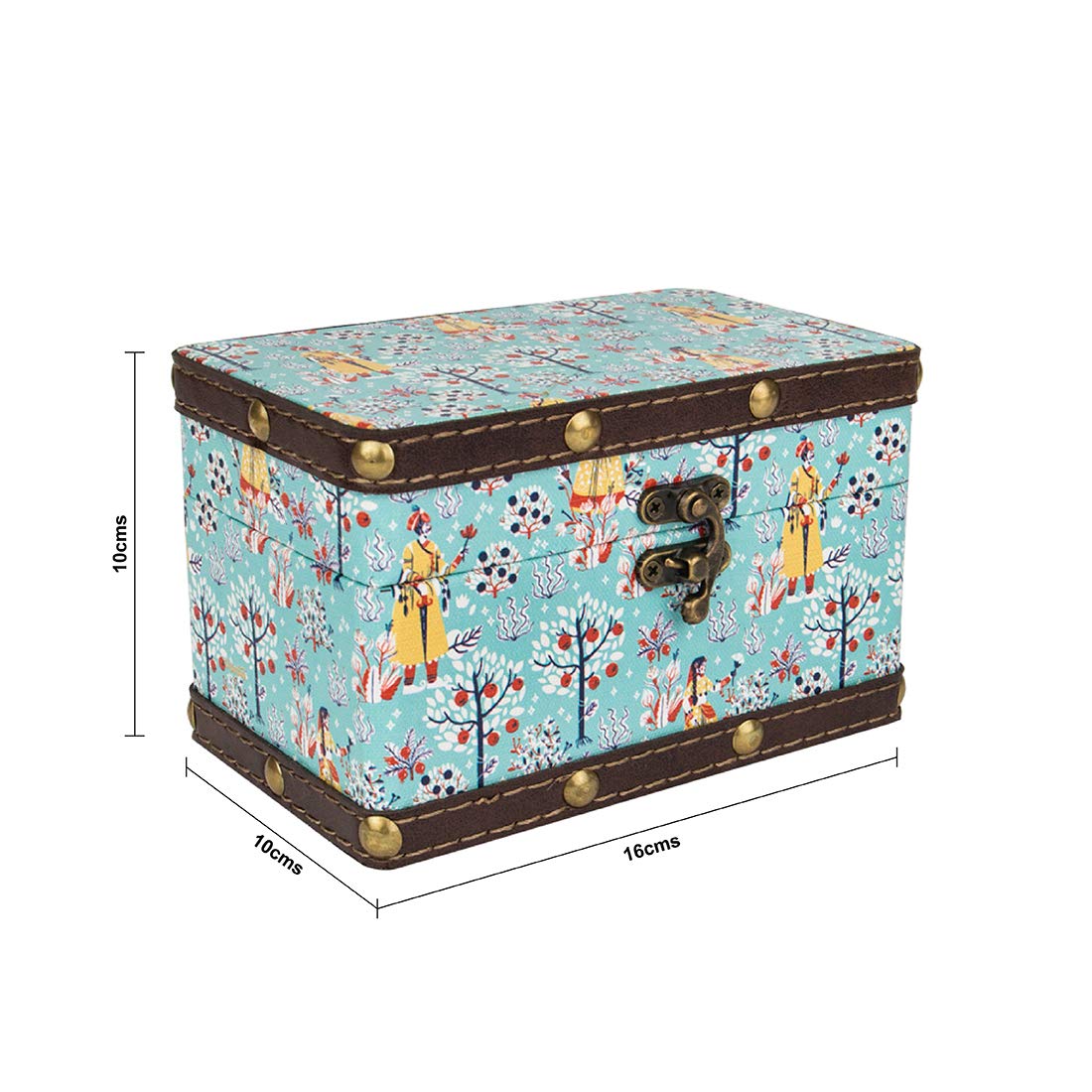 Chumbak Garden Gala Storage Box - Teal (Rectangular, engineeredwood)