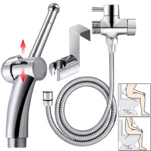 handheld bidet sprayer for toilet,soosi 90°precision pressure control (jet/soft) spray hand held bidet for toilet baby cloth diaper sprayer brass valve core w/ceramic disk seals wall&toilet mount