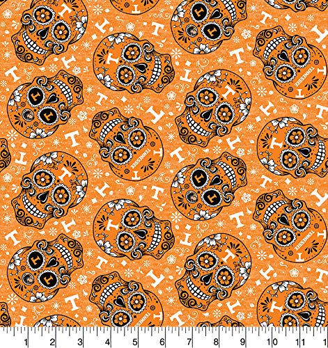 University of Tennessee Cotton Fabric Sugar Skull Design-Newest Pattern-Tennessee VOLUNTEEERS Cotton Fabric