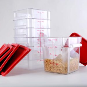 Hakka 8 Qt Commercial Grade Square Food Storage Containers With Lids,Polycarbonate,Clear - Case of 5