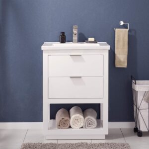 LUCA Kitchen & Bath LC24GWP Sydney 24" Bathroom Vanity Set in White with Integrated Porcelain Top