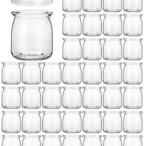 KAMOTA Glass Jars, 40 PACK 6 oz Clear Yogurt Jars With PE Lids, Glass Pudding Jars Yogurt Jars Ideal for Jam, Honey, Wedding Favors, Shower Favors(200ml)