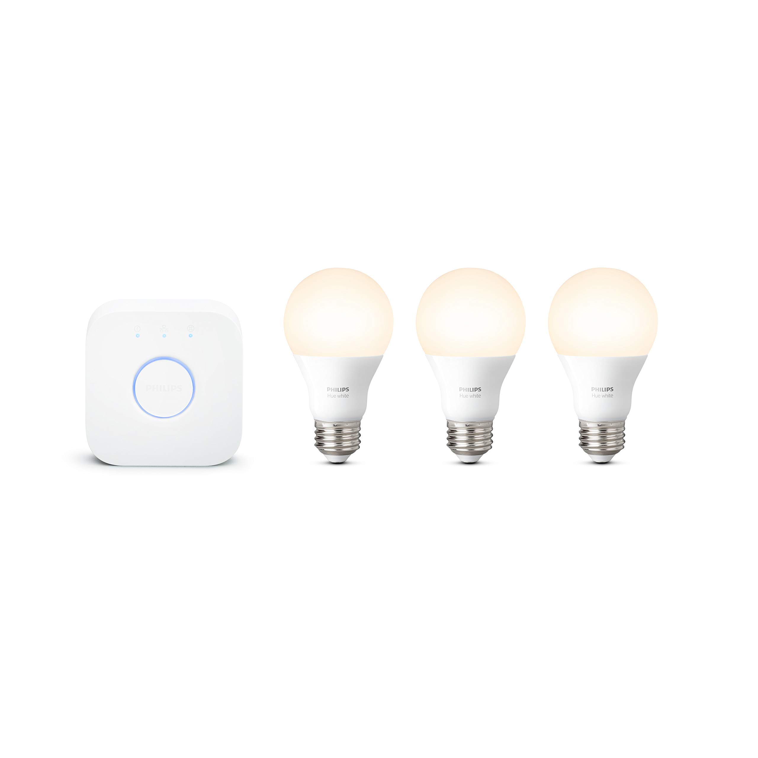 Philips Hue White LED Smart Light Bulb Starter Kit, 3 A19 Smart Bulbs & 1 Hue Hub, (Works with Alexa, Apple HomeKit, and Google Assistant)