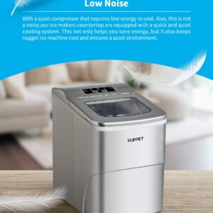 KUPPET Ice Maker Machine for Countertop, Portable Automatic Ice Maker with LCD Display, 9 Ice Cubes Ready in 6min, 26 lbs/Day - for Parties/Home/Office/Bar, Ice Scoop and Basket (Silver)