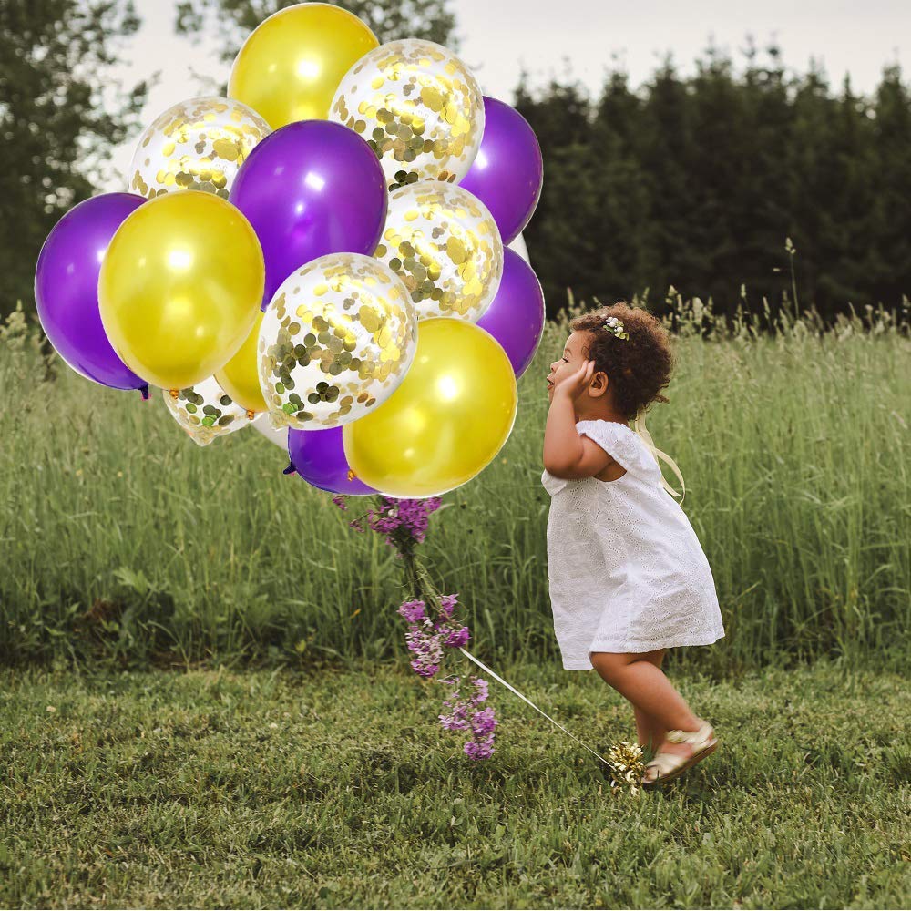 30PCS Purple and Gold Confetti Balloons Party Decorations for Birthday Retirement Bridal Shower Congrats Graduation Supplies Wedding Anniversary Suplies…