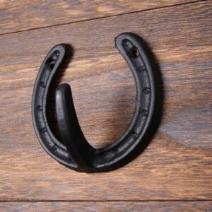 Coat Hook Hat Horse Hook Vintage Wrought Iron Wall Mounted Screws Included Wall Hook (Horseshoe)