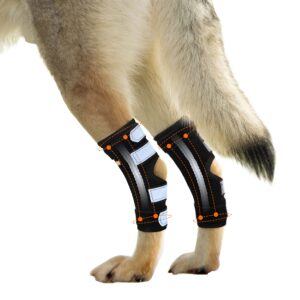 neoally x-large (1 pair) dog rear leg brace with metal spring strips, harness for hock & ankle support, large breeds, breathable, adjustable