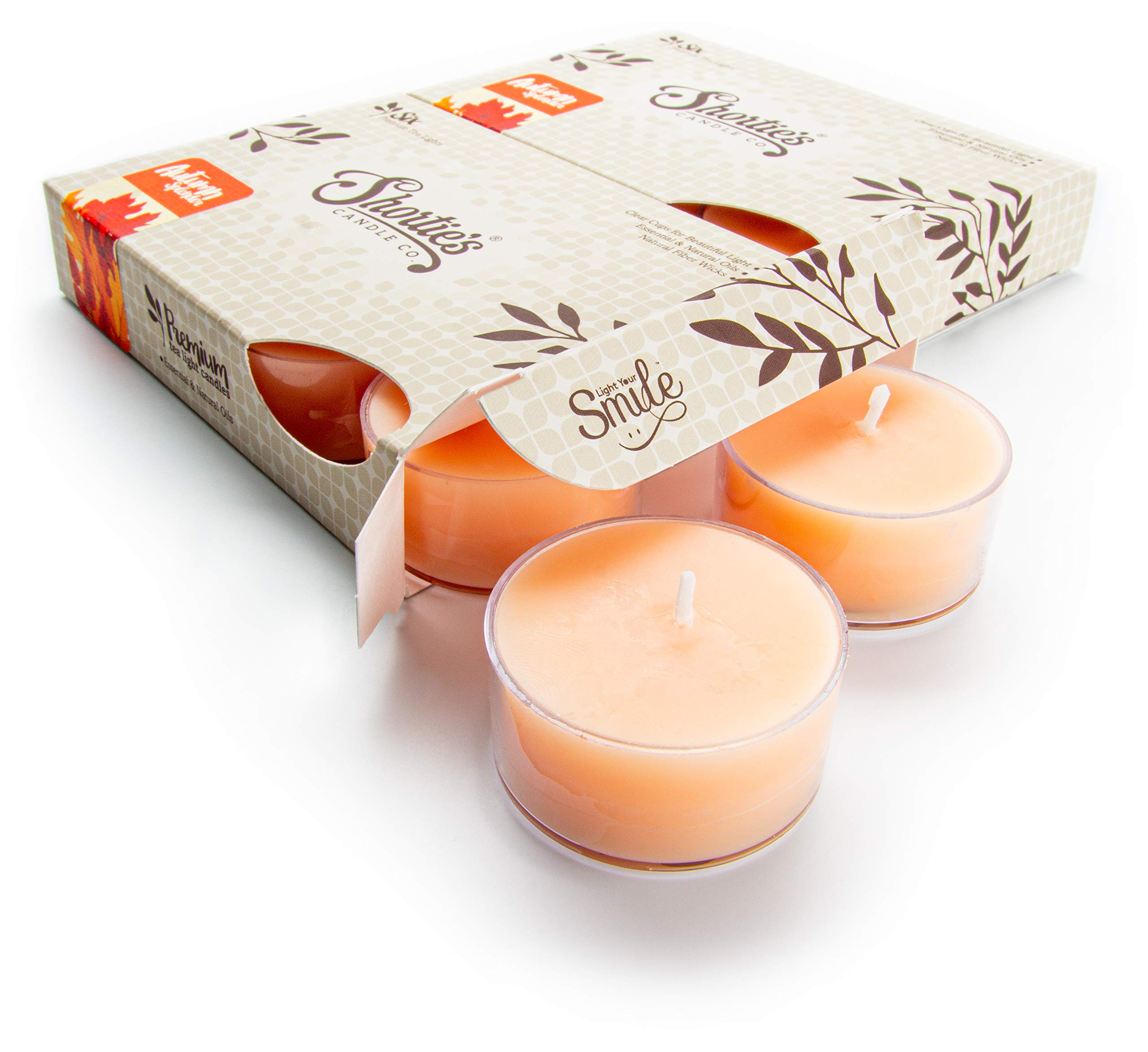 Autumn Splendor Premium Tealight Candles Multi Pack - Highly Scented with Essential Oils - 12 Orange Tea Lights - Beautiful Candlelight - Made in The USA - Christmas & Holiday Collection