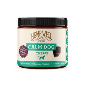 hemp well calm dog soft chews: organic, melatonin and hemp infused calming chews for dogs with anxiety, separation anxiety relief and stress relief - 1 pack chews