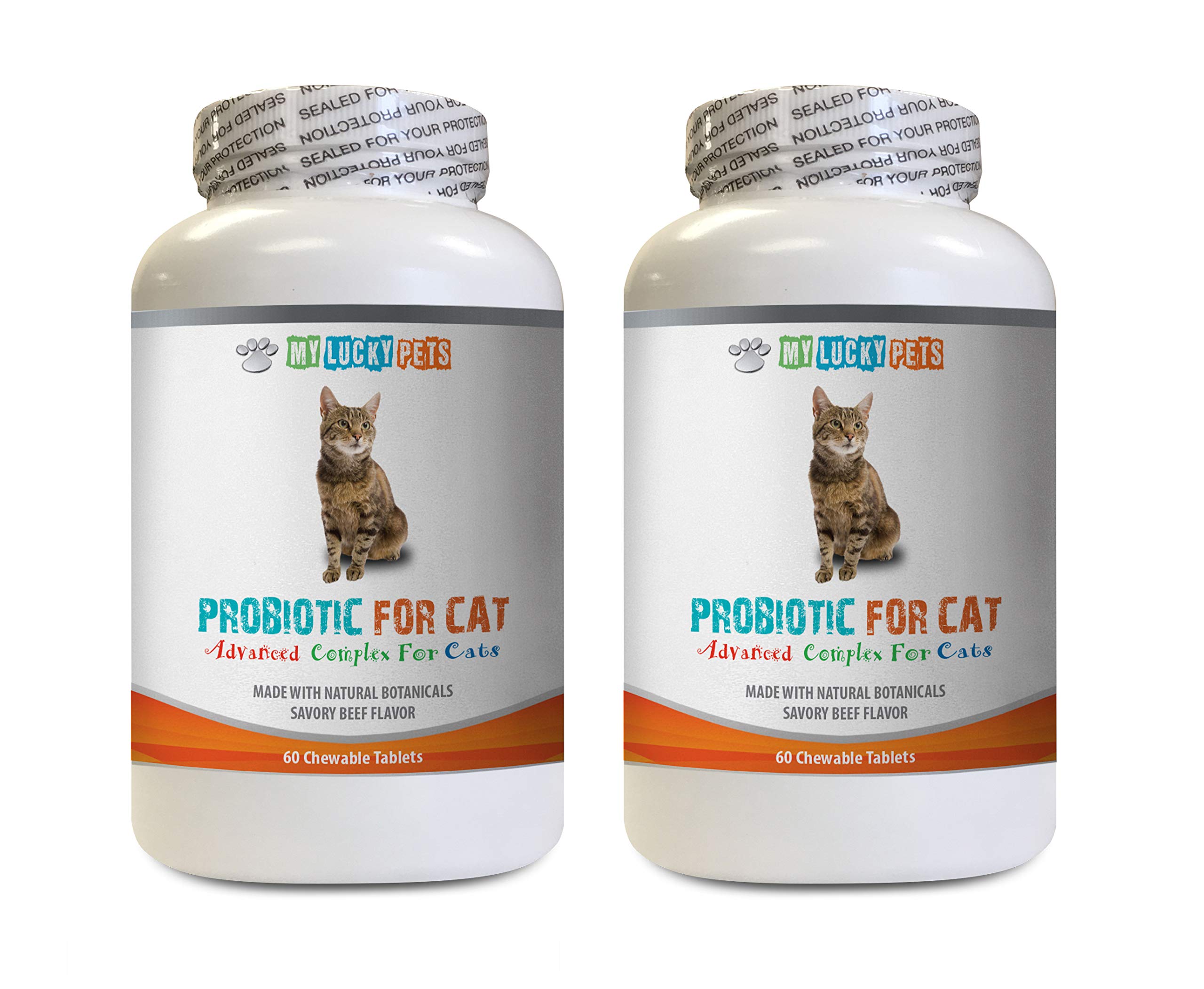 MY LUCKY PETS LLC cat Products for Bad Breath - CAT PROBIOTICS - Advanced Natural Digestive AID Formula - GET RID of Bad Breath and Stop Diarrhea - cat Digestive enzymes - 2 Bottles (120 Treats)