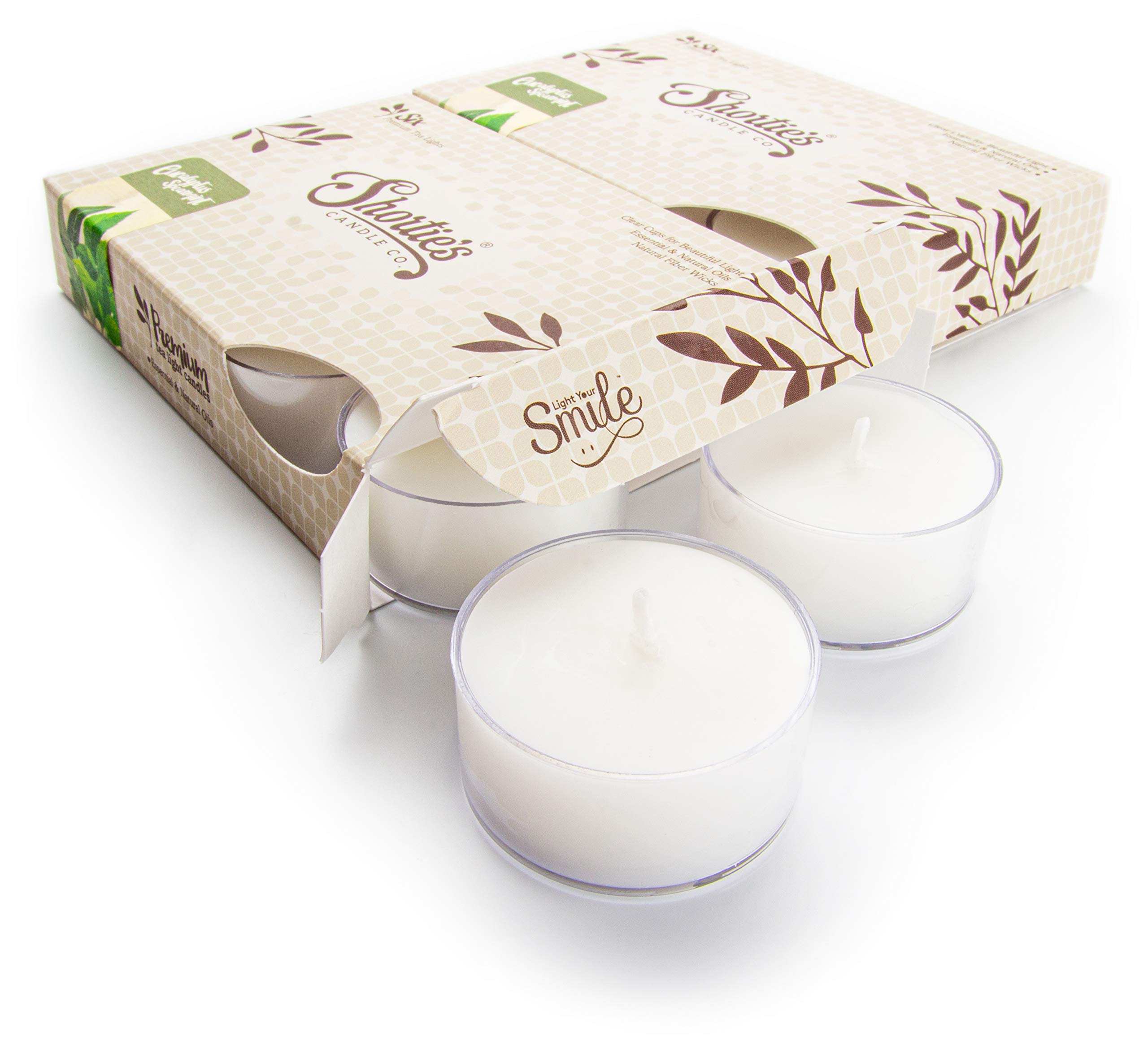 Eucalyptus Spearmint Premium Tealight Candles Multi Pack - Highly Scented with Essential & Natural Oils - 12 White Tea Lights - Beautiful Candlelight - Made in The USA - Fresh & Clean Collection