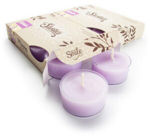 pure english lavender premium tealight candles multi pack - highly scented with essential & natural oils - 12 purple tea lights - beautiful candlelight - made in the usa - flower & floral collection