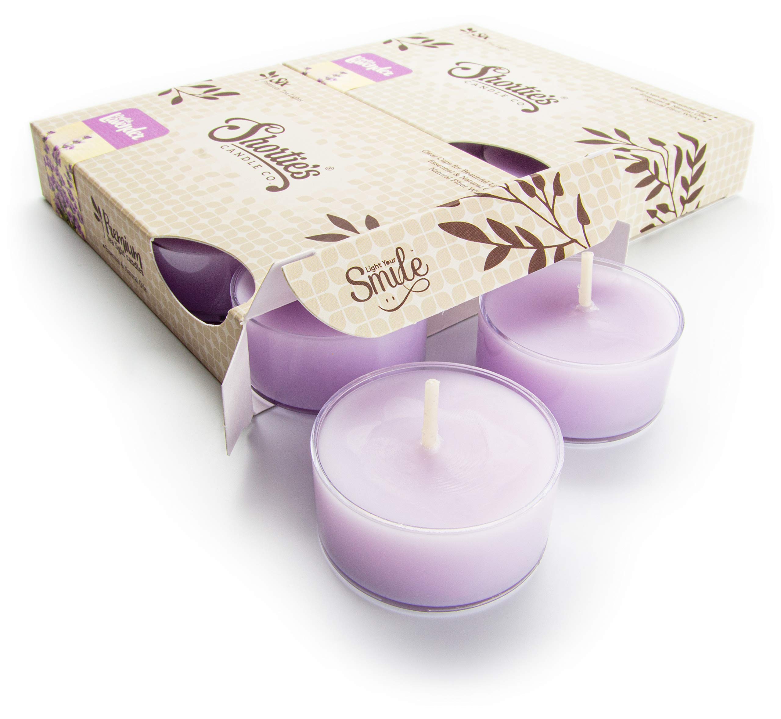 Pure English Lavender Premium Tealight Candles Multi Pack - Highly Scented with Essential & Natural Oils - 12 Purple Tea Lights - Beautiful Candlelight - Made in The USA - Flower & Floral Collection