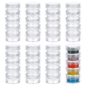 benecreat 5g/5ml stackable round plastic containers 8 column(5 layer/column) bead storage jars for seed beads, diamond drills and other jewelry components