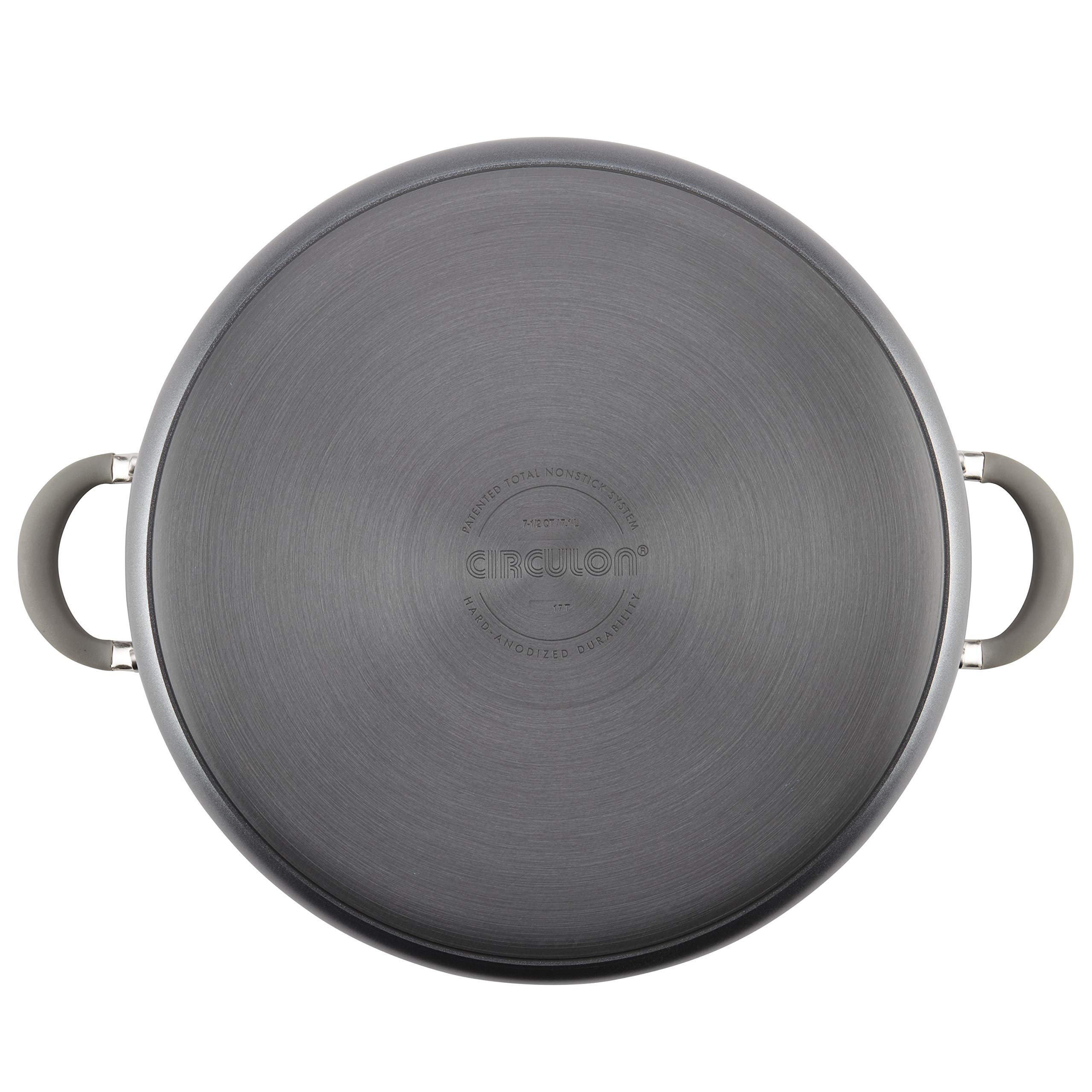 Circulon 84569 Elementum Hard Anodized Nonstick Stock Pot / Stockpot with Lid - 7.5 Quart, Gray