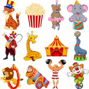 zonon 24 pieces carnival cutouts party supplies, circus theme birthday party favors circus animals, clown performers carnival party decoration