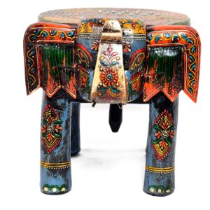 eurasia natural wood with stone home decor antique stool elephant shape decorative baby sitter stool 8"