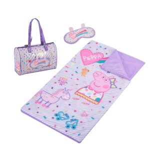 idea nuova peppa pig sleepover purse & eye mask set, pink 46"x26"