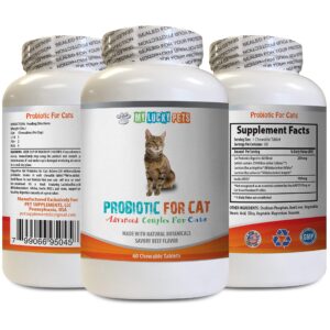 MY LUCKY PETS LLC cat probiotic prebiotic - CAT PROBIOTICS - Advanced Natural Digestive AID Formula - GET RID of Bad Breath and Stop Diarrhea - cat Treats for Digestion - 1 Bottle (60 Treats)