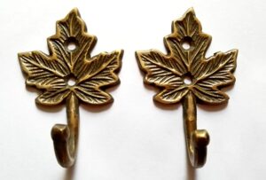 2 maple leaf coat hat towel hooks rustic, cabin, country hooks 3" long #c18