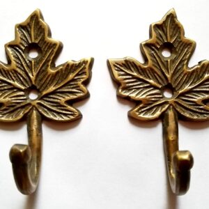 2 Maple Leaf Coat Hat Towel Hooks Rustic, Cabin, Country Hooks 3" Long #C18