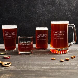 Lifetime Creations Engraved Personalized Father of the Bride Pint Glass - Personalized Father of the Bride 16 Ounce Beer Glass Wedding Gift for Parents