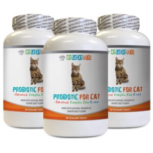 MY LUCKY PETS LLC cat probiotic Chews - CAT PROBIOTICS - Advanced Natural Digestive AID Formula - GET RID of Bad Breath and Stop Diarrhea - cat probiotics - 3 Bottles (180 Treats)