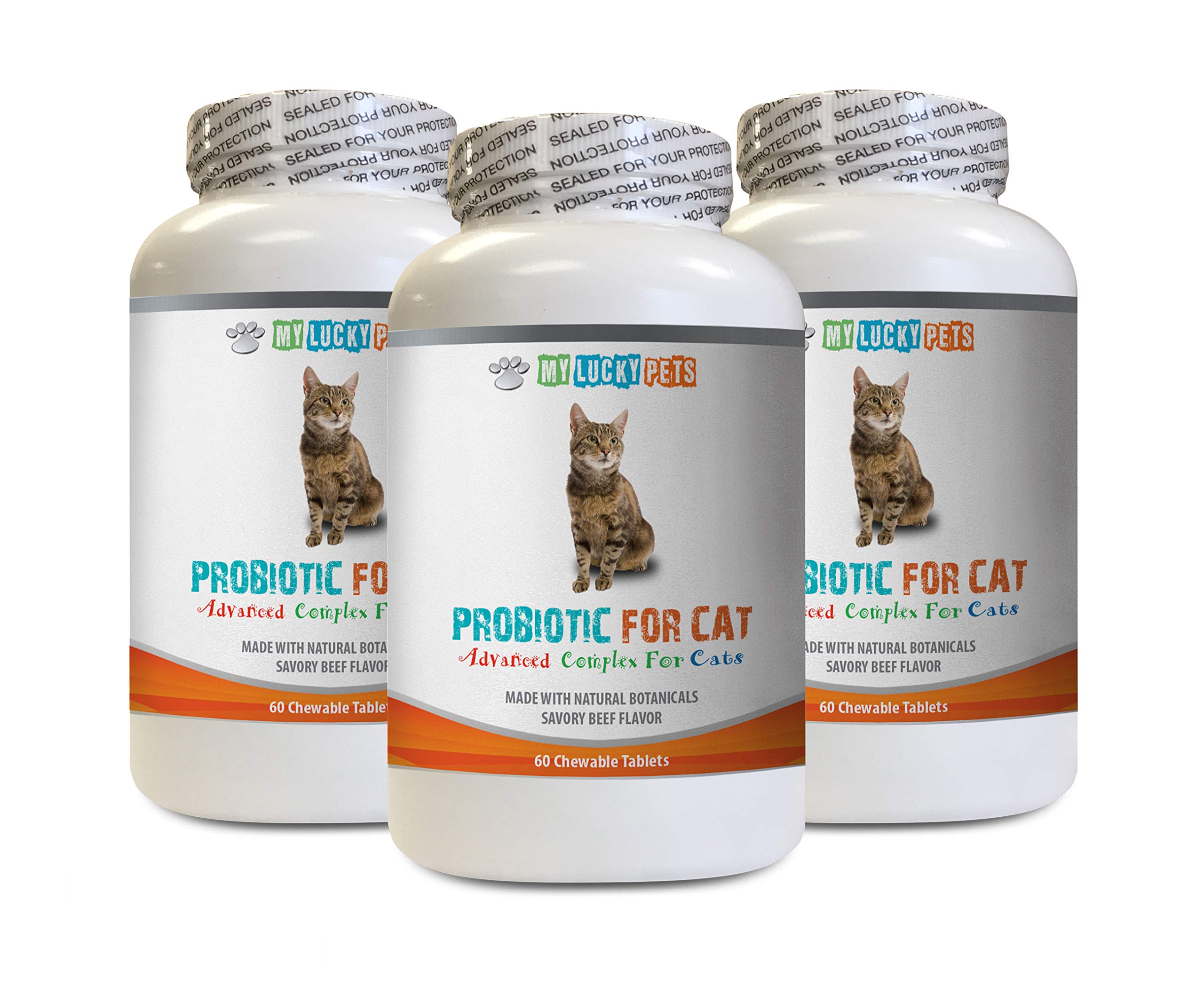 MY LUCKY PETS LLC cat probiotic Chews - CAT PROBIOTICS - Advanced Natural Digestive AID Formula - GET RID of Bad Breath and Stop Diarrhea - cat probiotics - 3 Bottles (180 Treats)