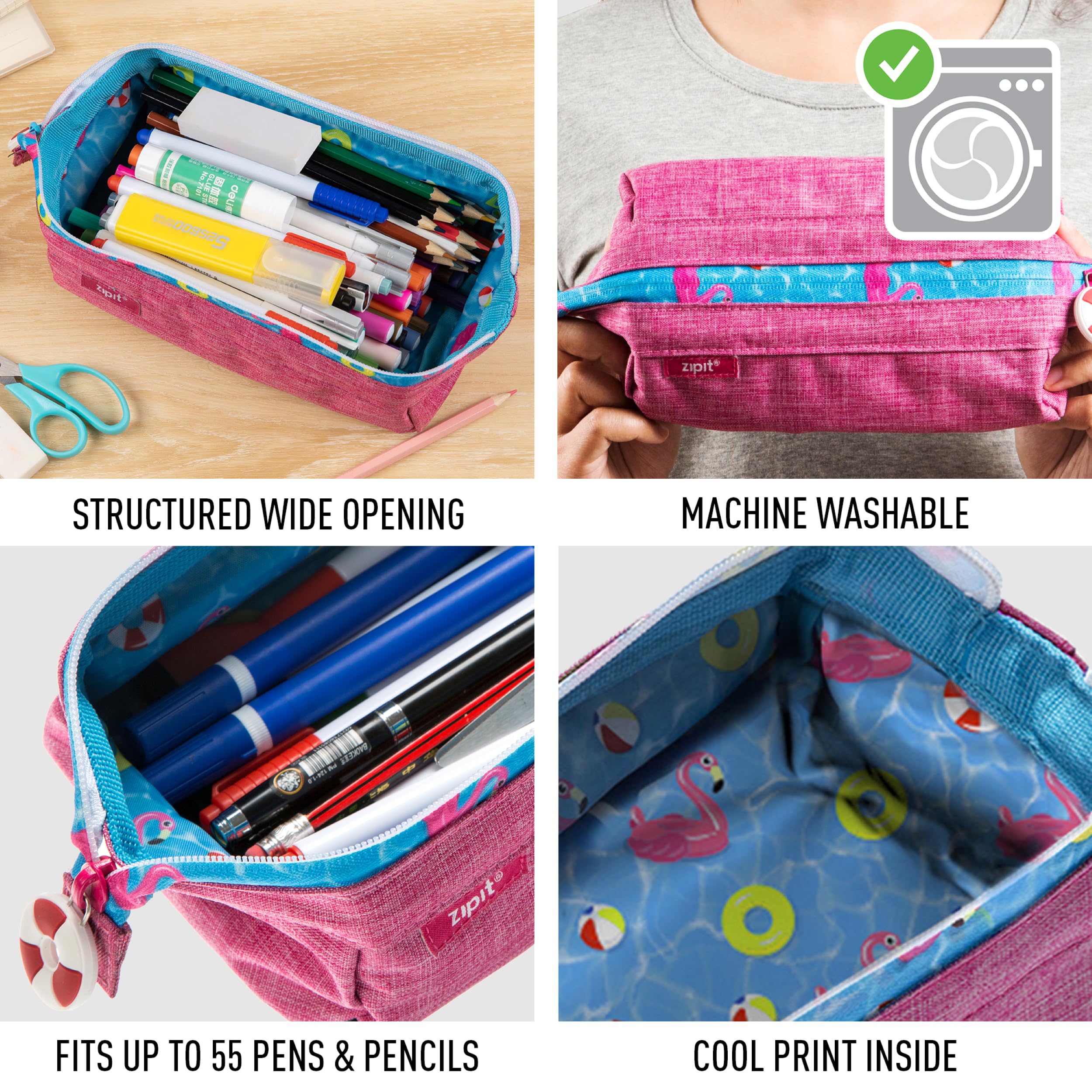 ZIPIT Lenny Pencil Case, Pink