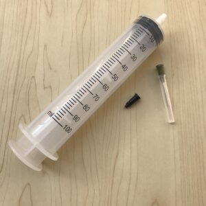 5 Pack 100ml Syringes with 14G 1.0'' Blunt Tip Needles and Storage Caps(Luer Lock), Plastic Reusable Syringe for Glue Applicator, Oil Dispensing Multiple Uses